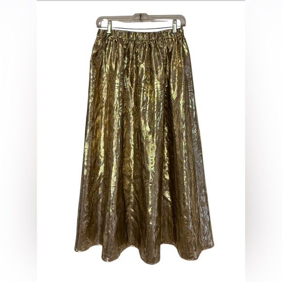 Leau Vive | Skirts | Leah Vive Vintage 9s Full Aline Gold Shimmer Skirt ...